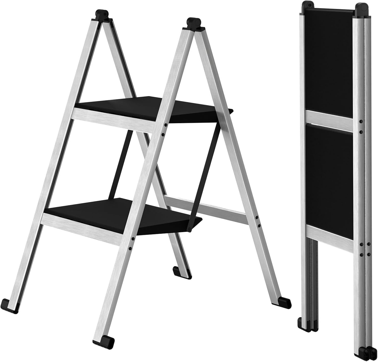 Step Ladder Aluminum Ultra Thin Folding Step Capacity Heavy Duty with ...