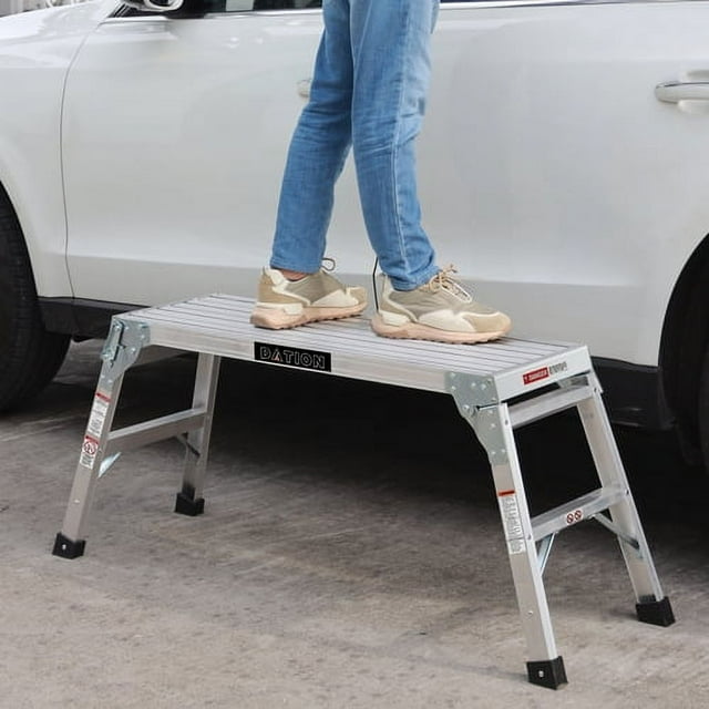 Step Ladder Aluminum Work Platform Ladder Drywall Bench Heavy Duty ...