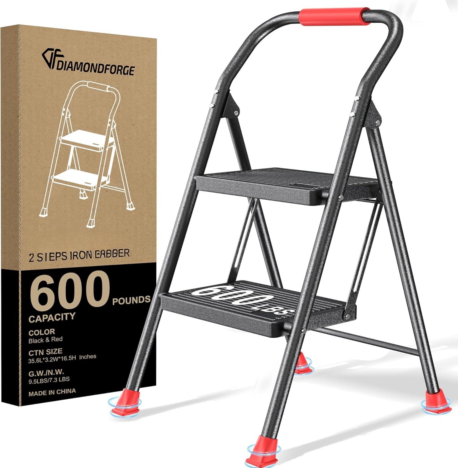 Step Ladder Foldable Folding Stool - for Adults Kitchen 2 Stepping ...
