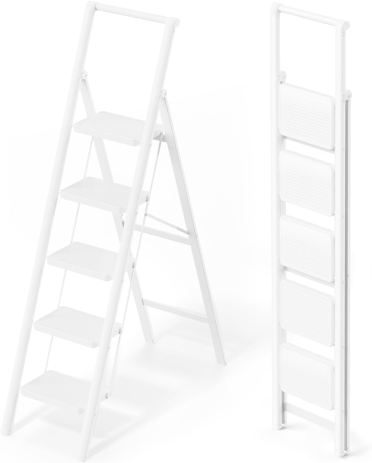Step Ladder Foldable Ladder with Wide Pedals and Handle Sturdy Ladders ...