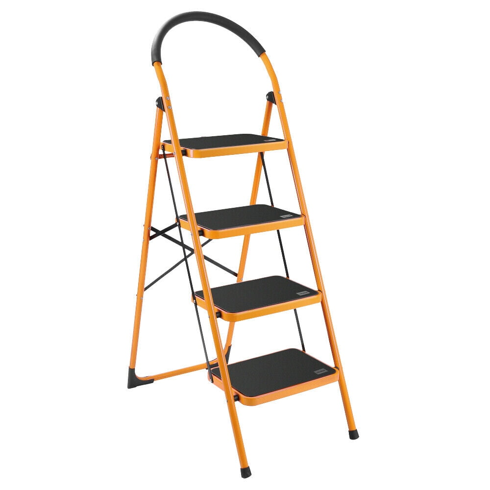 Step Ladder Folding Step Stool 4 Step Ladder with Handrails Heavy Duty ...
