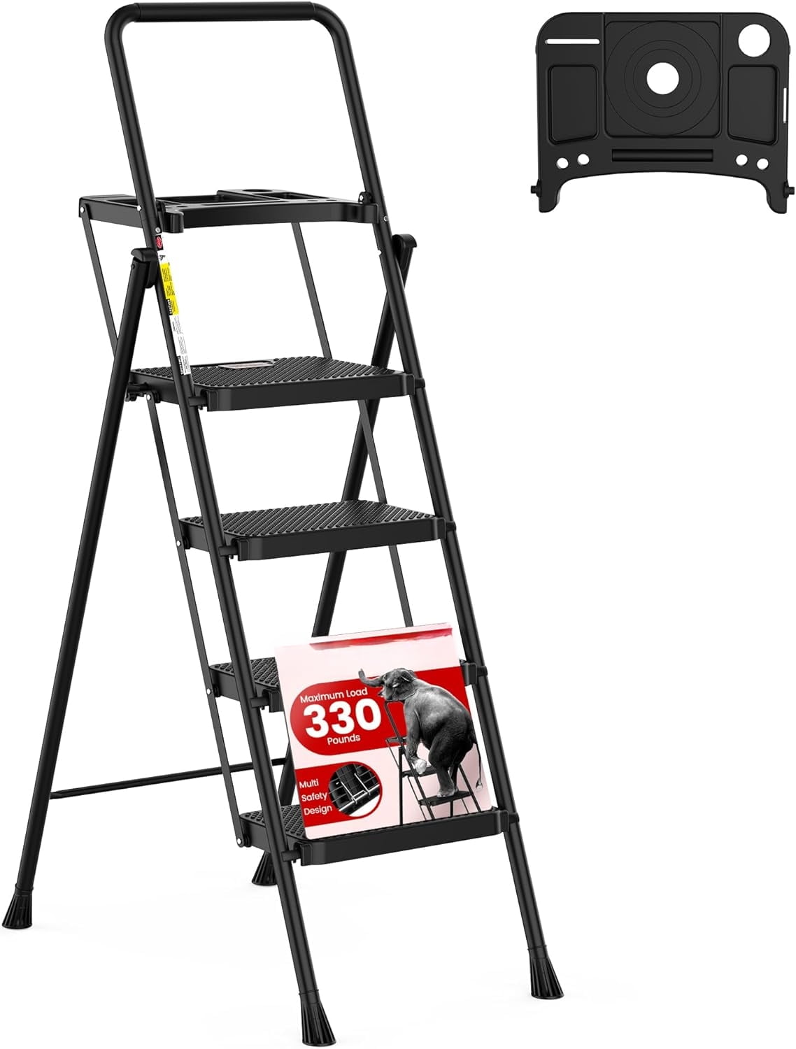 Step Ladder, Folding Step Stool with Wide Anti-Slip Pedal, Sturdy Steel ...