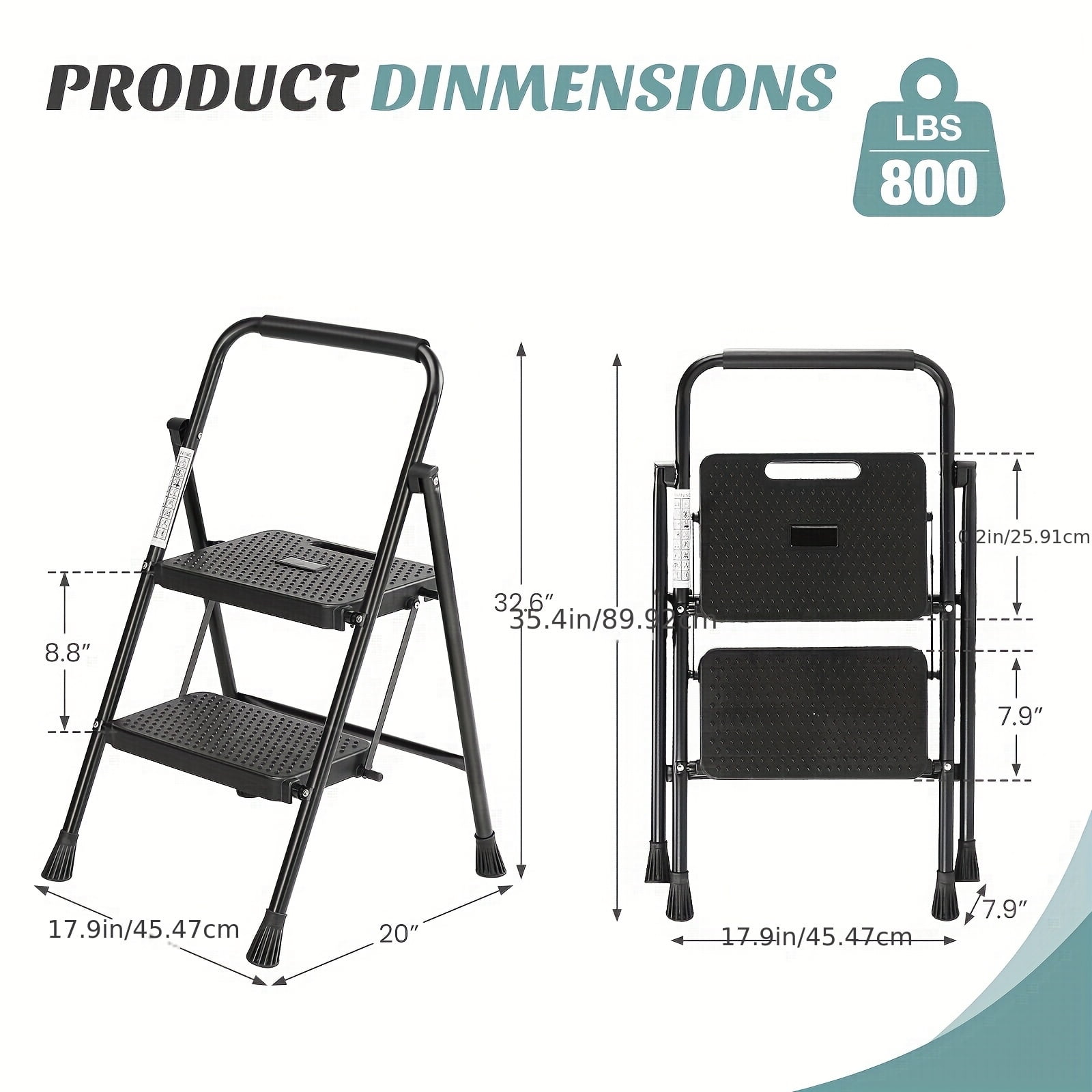 Step Ladder Shelves Heavy Duty Folding Step Stool with Wide Anti-Slip ...
