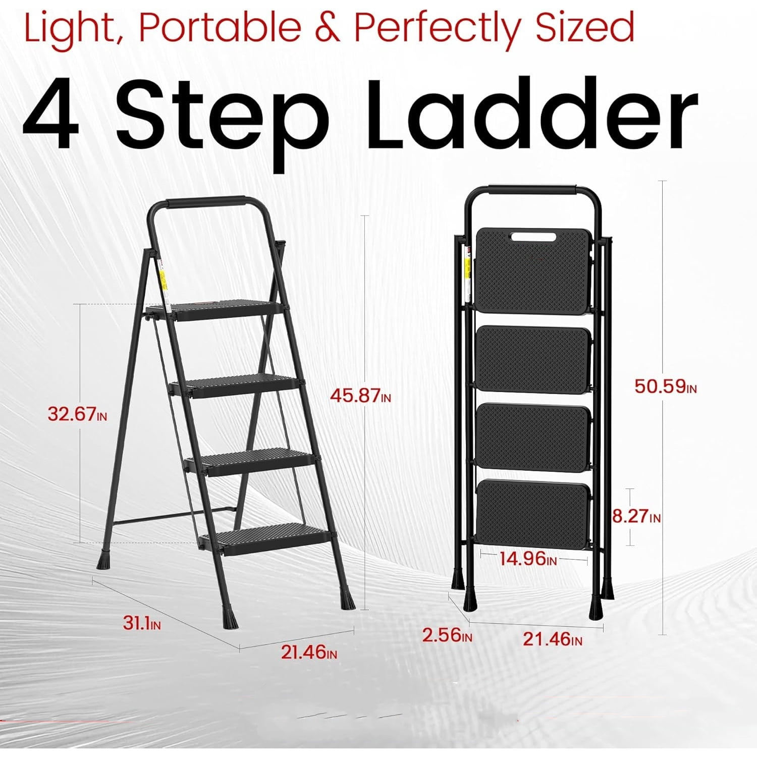 Step Ladder, Step Stool Foldable for Adults with Wide Anti-Slip Pedal ...
