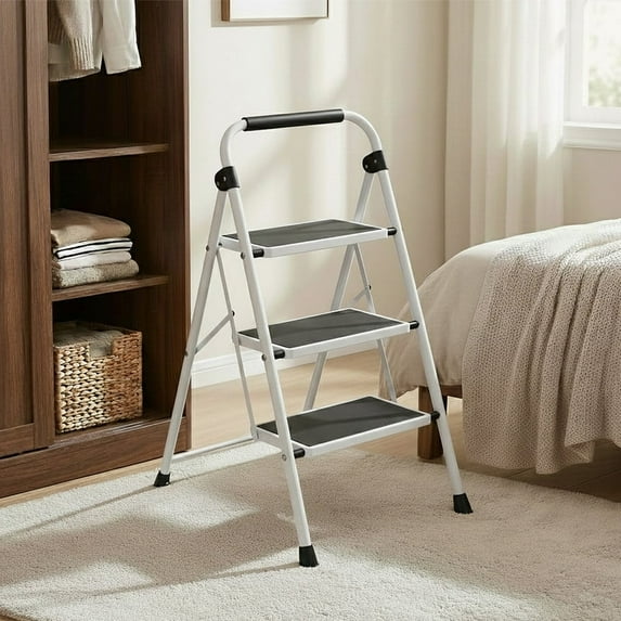 Step Ladder, Sturdy 3 Step Stool with Anti-Slip Pedal, Automatic lock ...