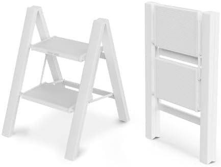 Step Ladder, Widen Pedals Foldable Step Stool, Lightweight Aluminum ...