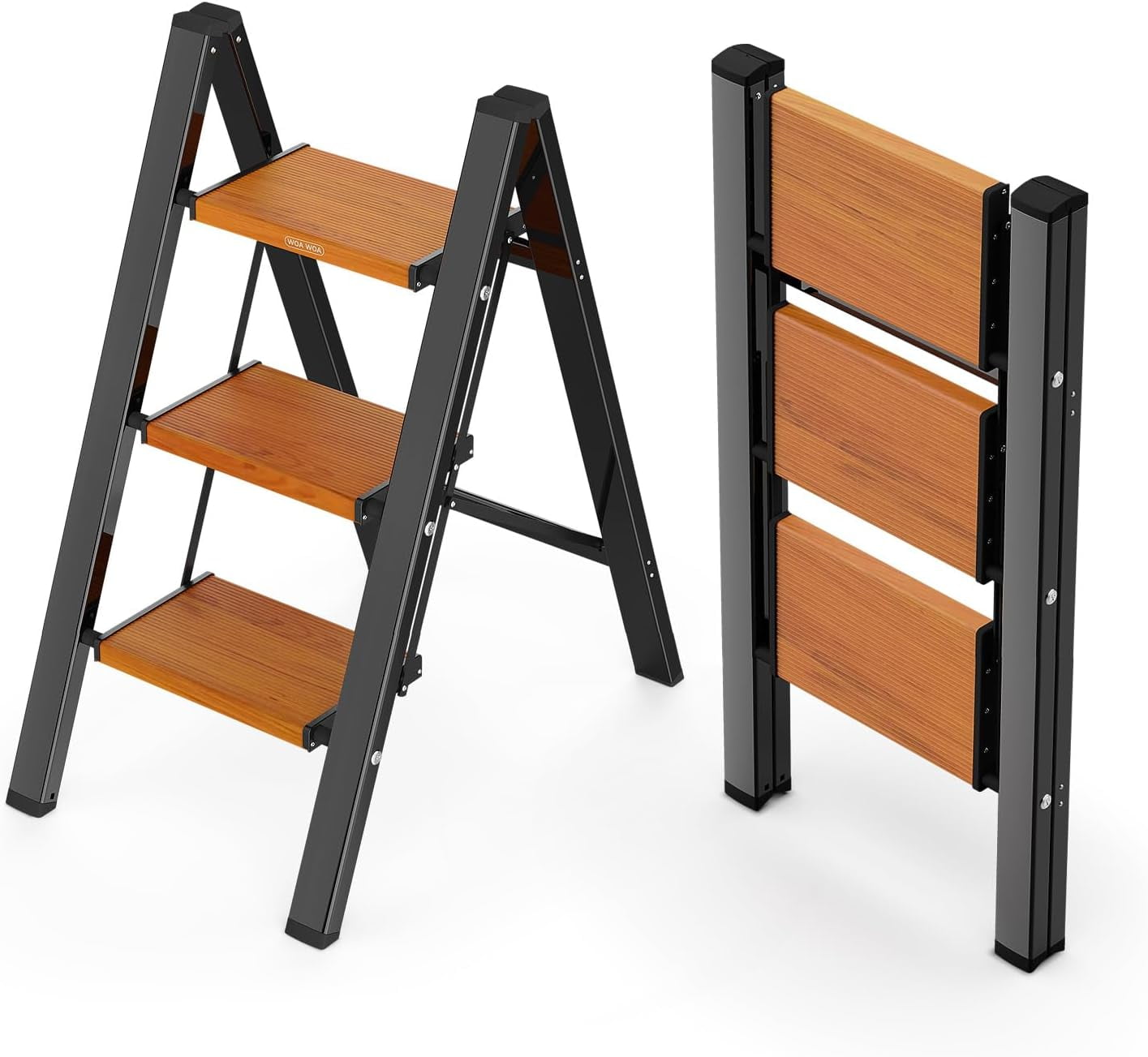 Step Ladder with Widened Pedals, Folding Step Stool with Anti-Slip Feet ...