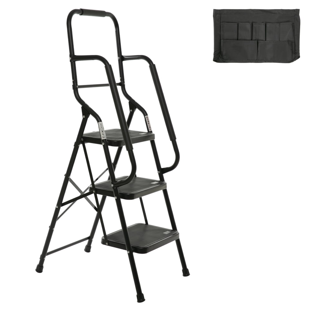 Step Ladder with Handrails Folding Step Stool with Tool Plateform, 330 ...