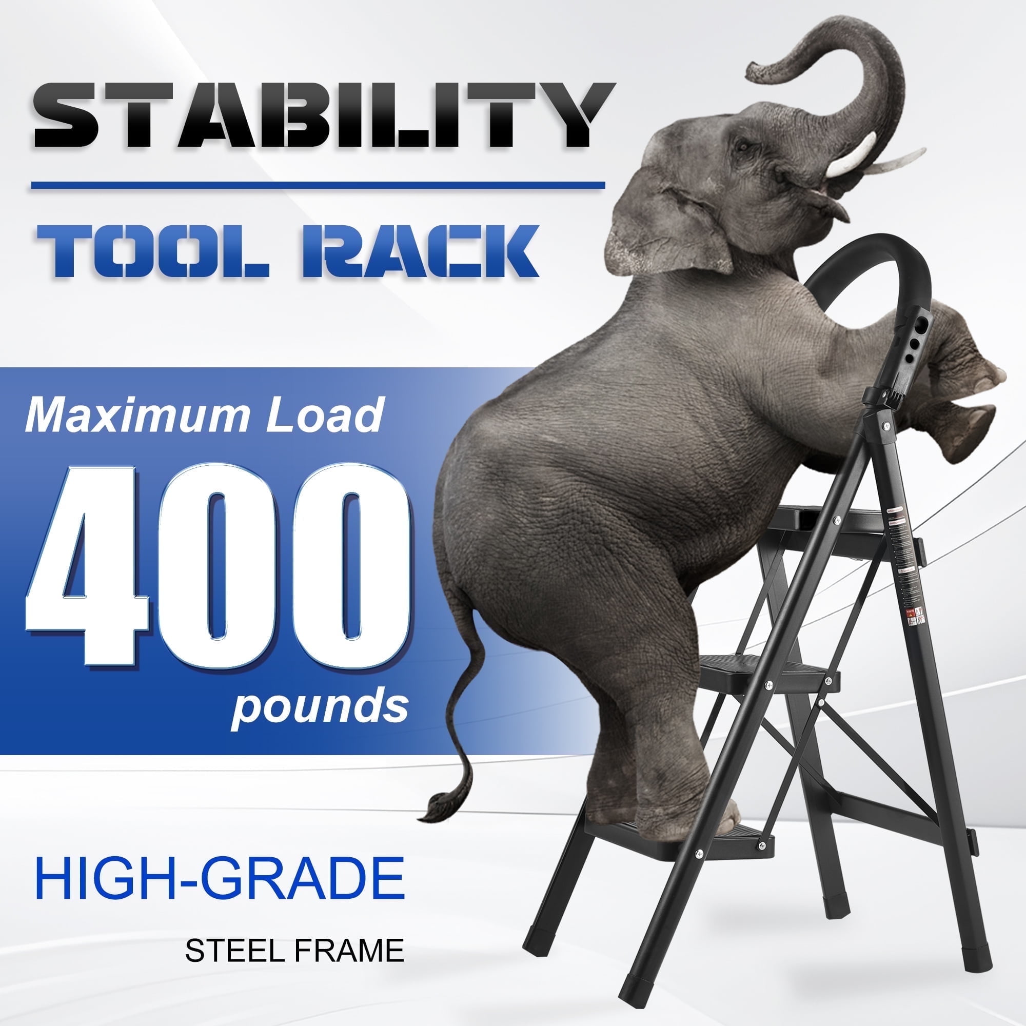 OUTMASTER Step Ladder, Adult Step Ladders 3 Step with Padded Handrail ...