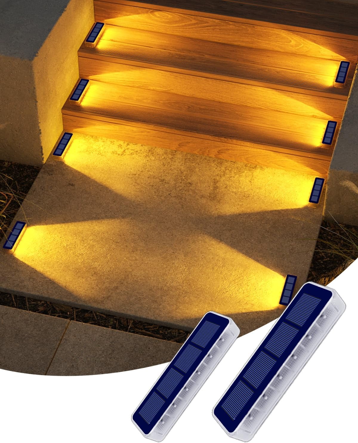 Step Lights for Outside, 2 Pack Solar Stair Lights, Warm White Outdoor ...