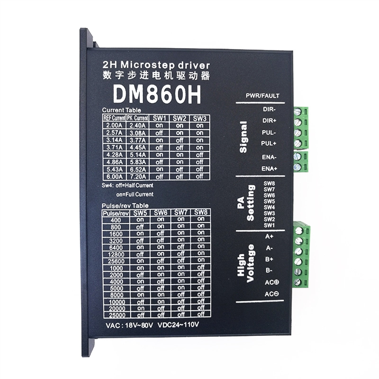 Step Motor 2H Microstep Driver DM860 24V-72V for Nema 23 Nema34 Stepper ...