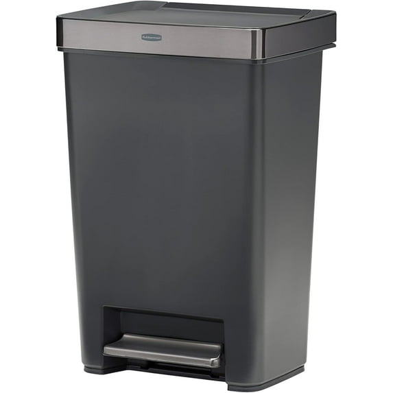 Step-On Trash Can with Stainless Steel Rim, 12.4 Gallon, Charcoal ...