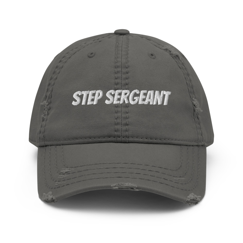 Step Sergeant Distressed Dad Hat- Embroidery (Charcoal Grey) - Walmart.com