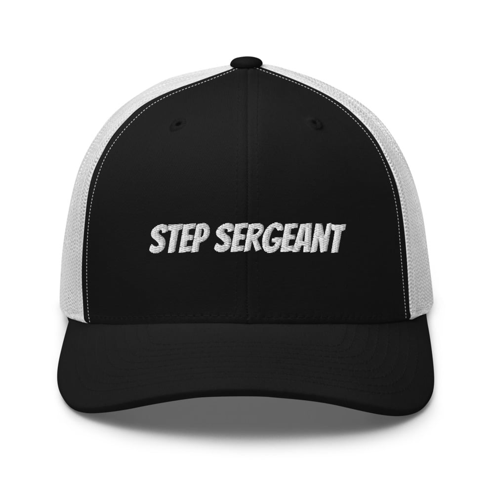 Step Sergeant Trucker Cap- Embroidery (Black/ White) - Walmart.com