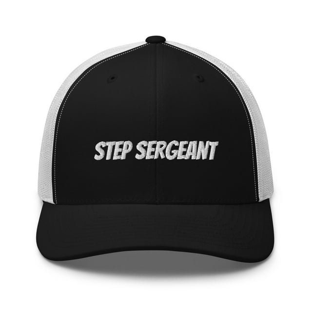Step Sergeant Trucker Cap- Embroidery (Black/ White) - Walmart.com