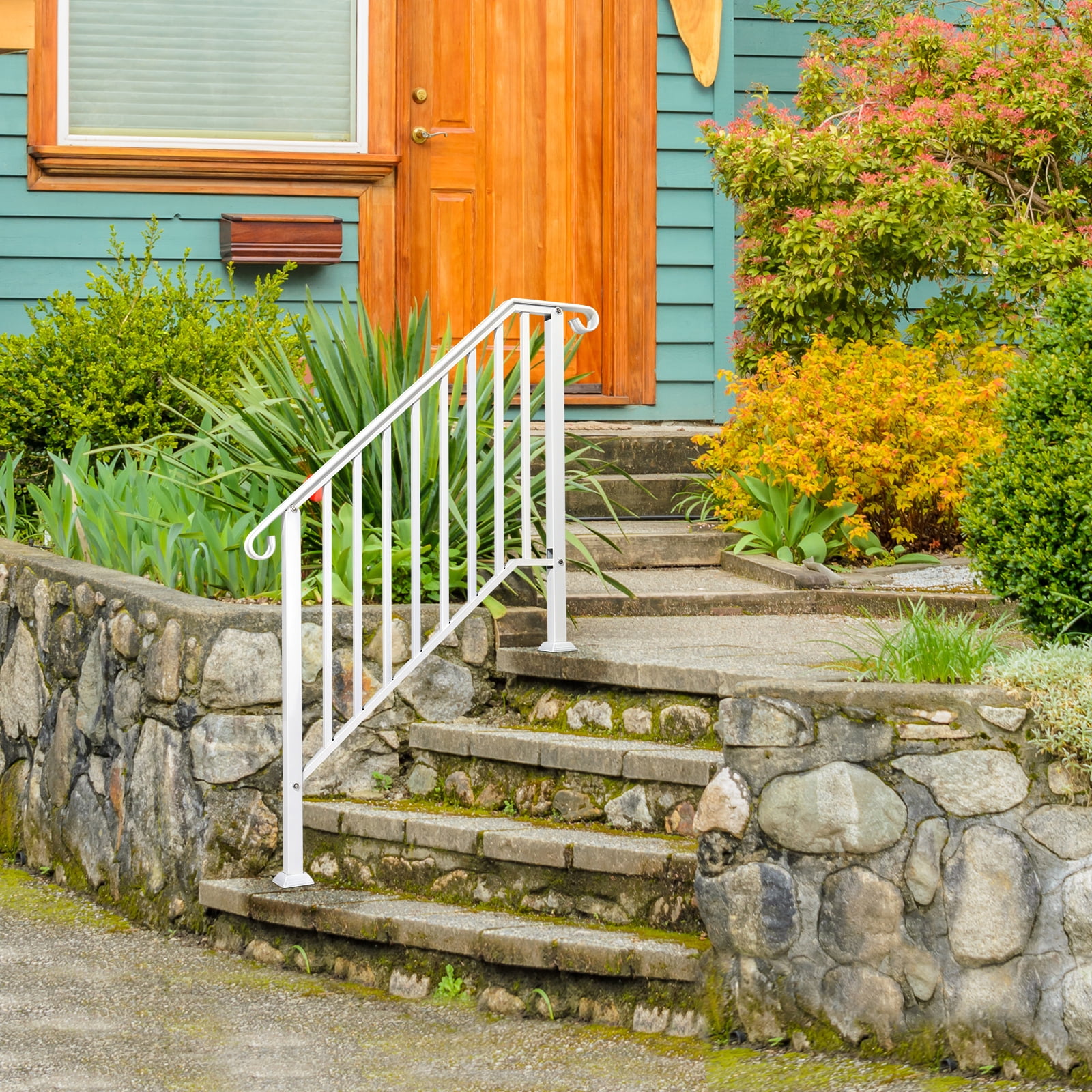 Step Stair Handrail Fits 3 Steps, Outdoor Handrail, Galvanized Iron ...