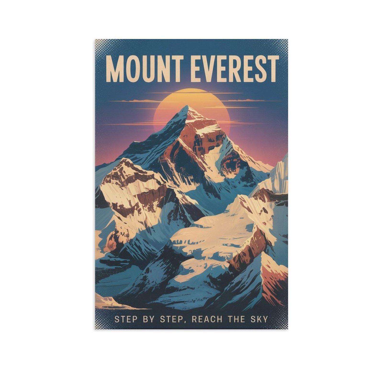 Step by Step Reach The Sky Mount Everest Retro Travel Poster Vintage ...