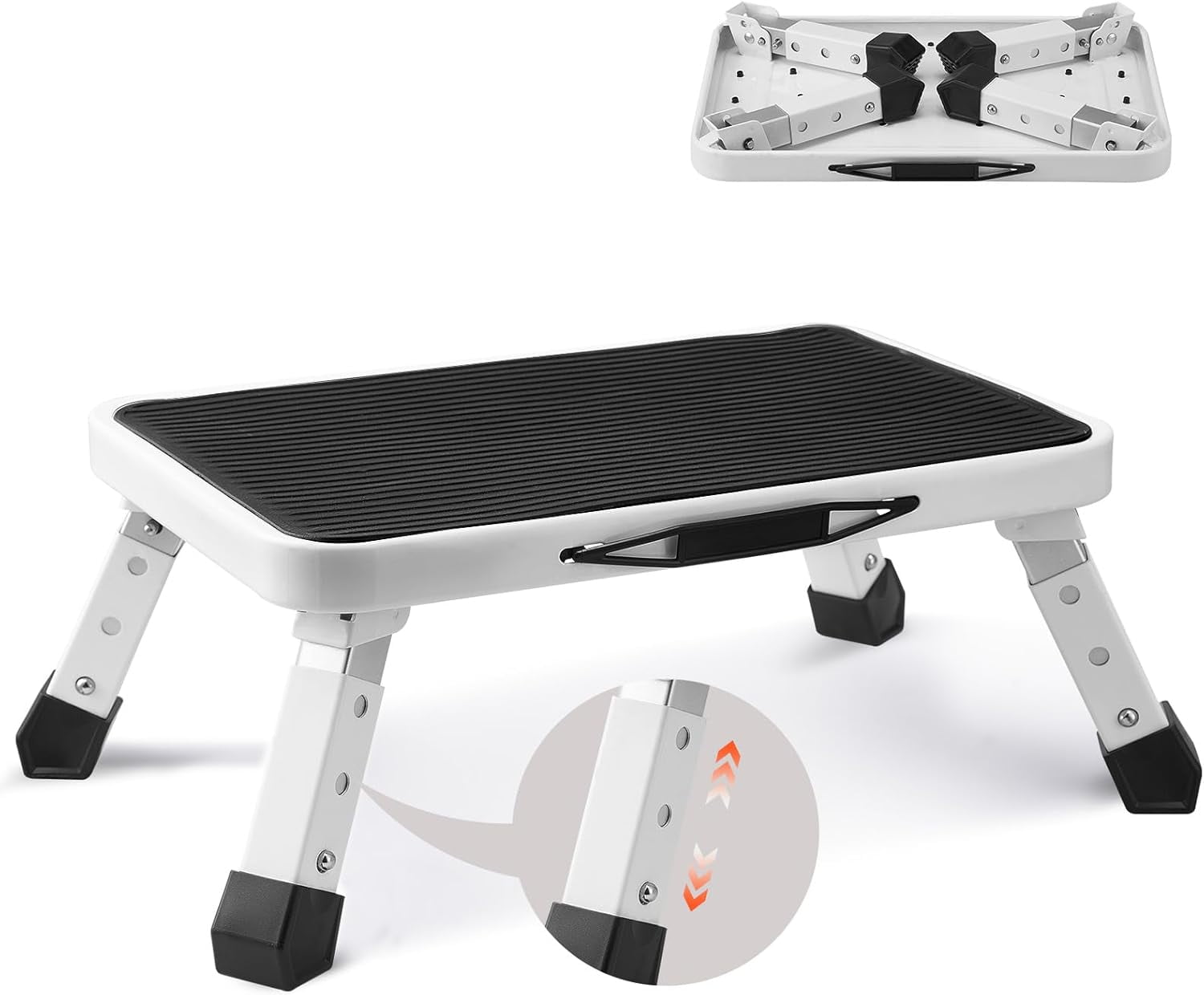 Step Stool 1-Step 330lbs Capacity, 3 Adjustable Height with Handle ...