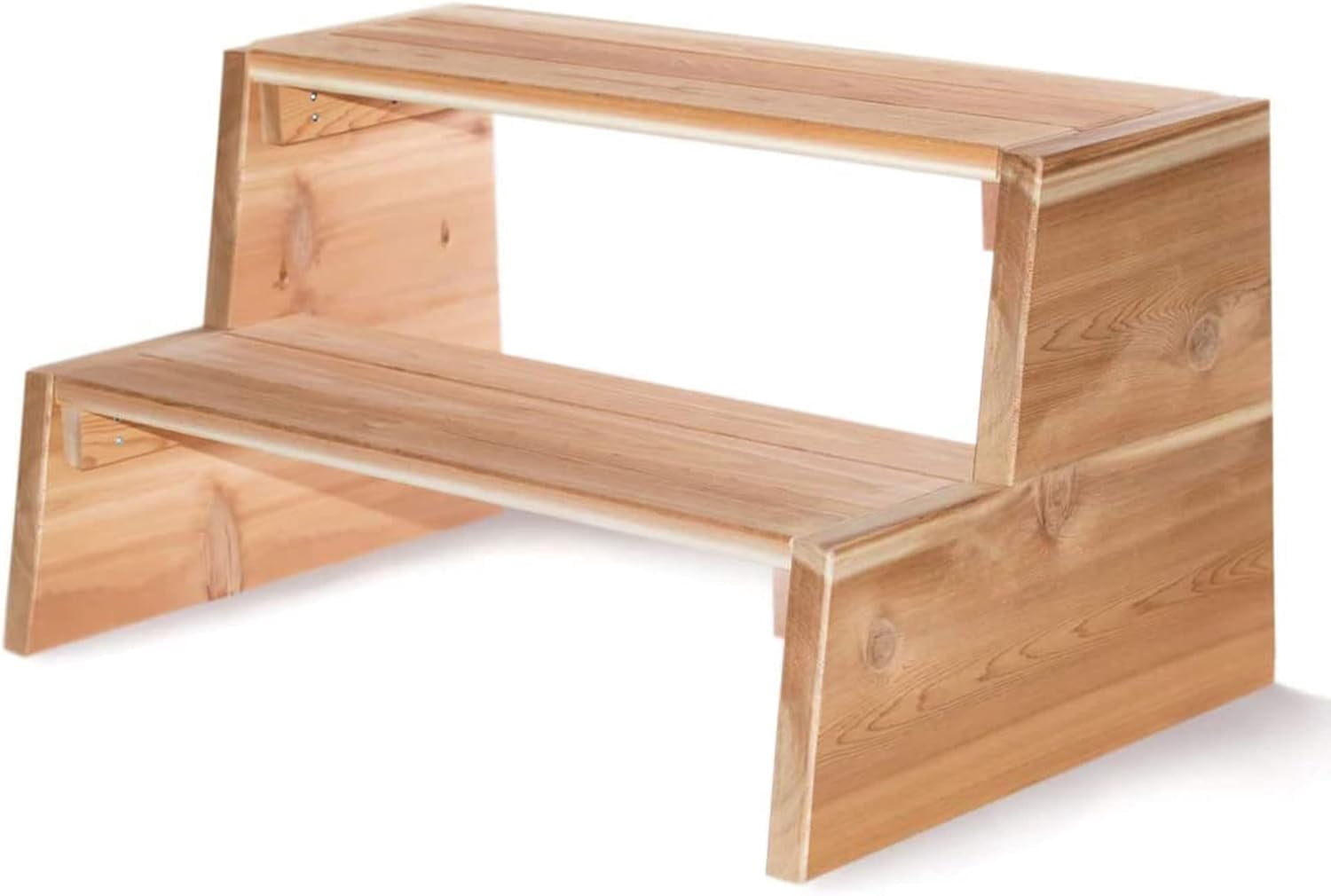 Step Stool, 2 Tiered Wooden Ladder for Outdoor Spas or Backyard Patios ...