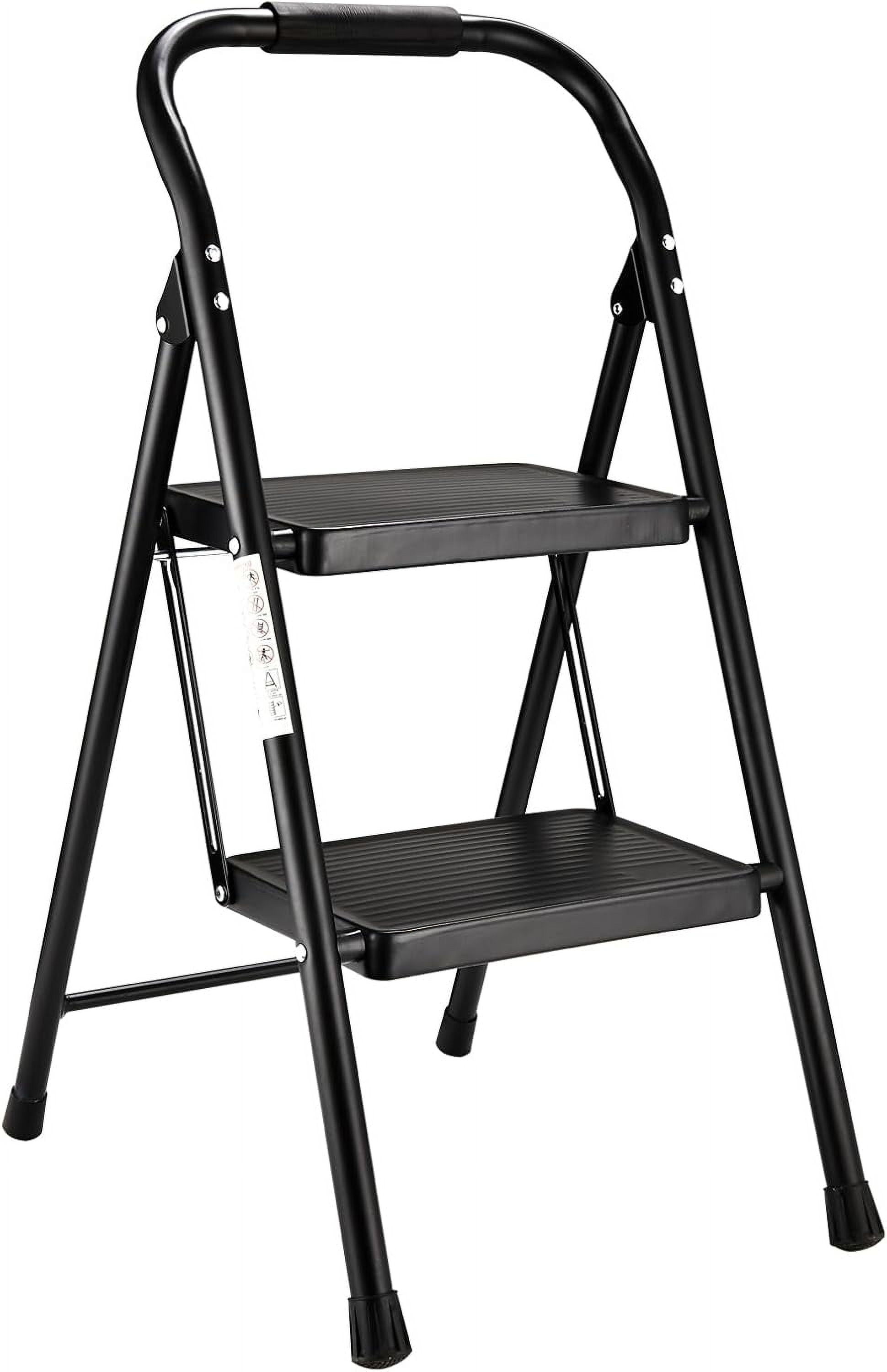 Step Stool for Adults,2 Step Ladder Folding 330lbs Anti Slip Step Stool ...