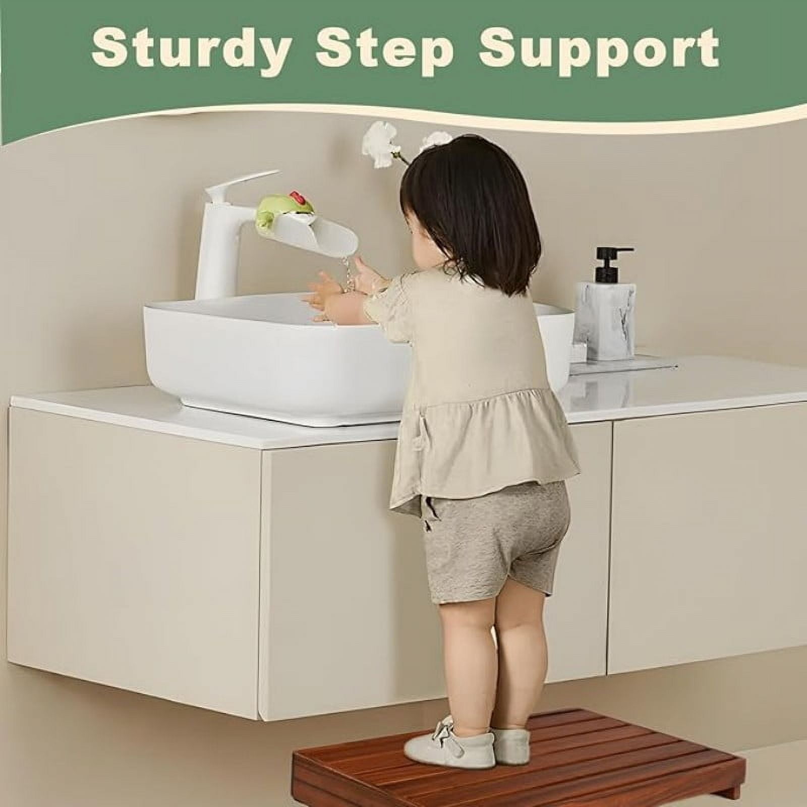 Step Stool for Elderly Adults & Kids, Durable Heavy Duty Wooden Foot ...