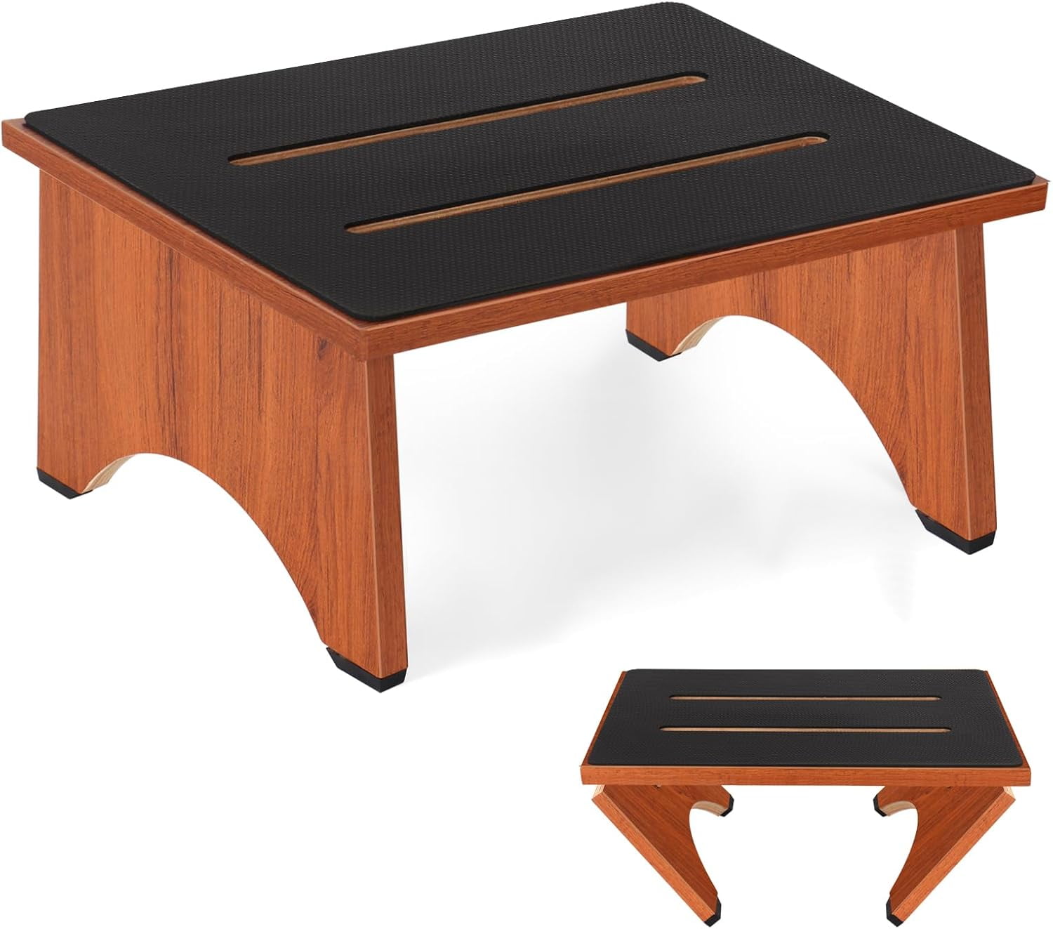 Step Stool Foldable, Wooden Step Stools with Non-Slip Rubber Feet ...