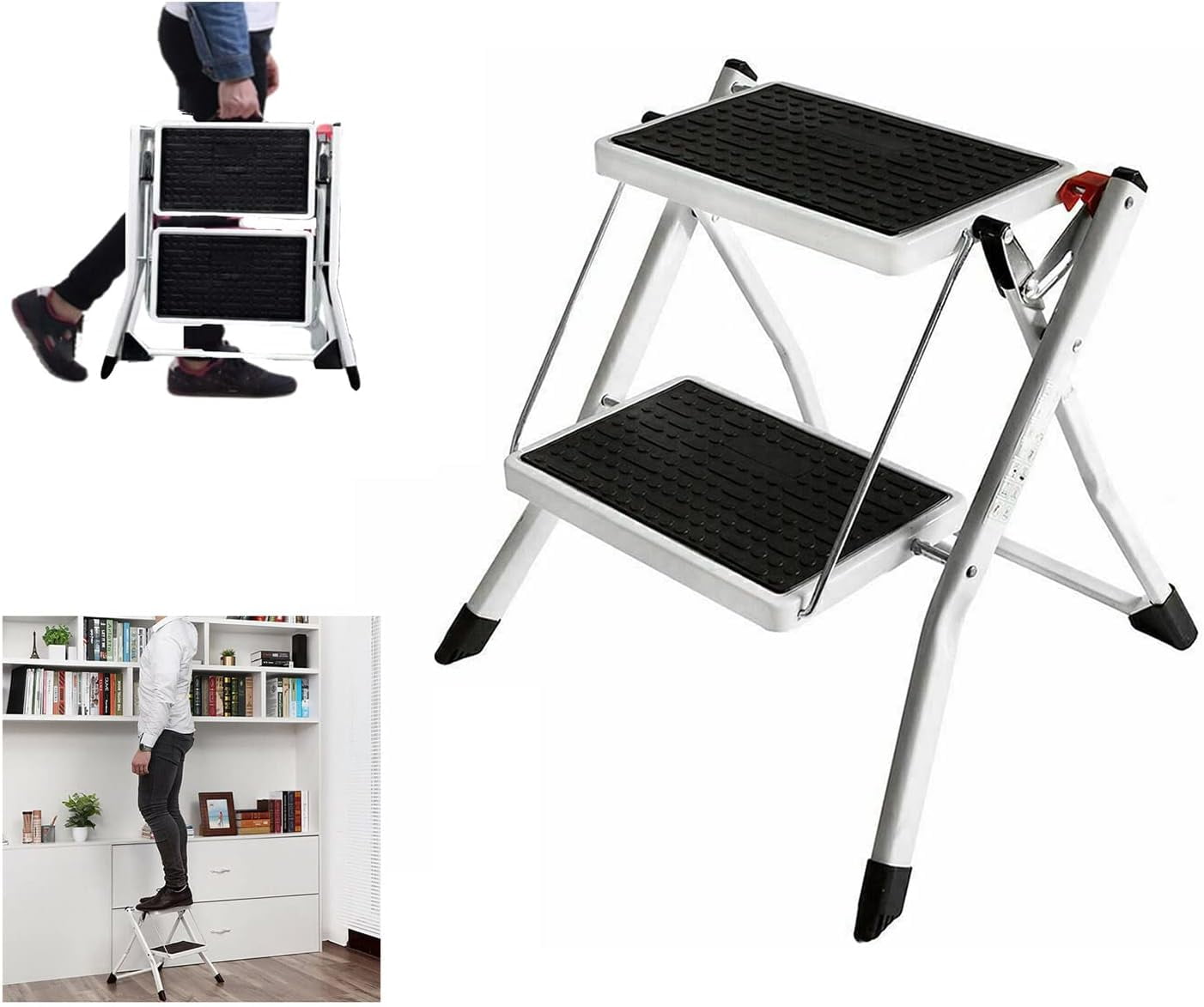 Step Stool, Folding 2 Step Ladder, Step Stools for Adults & Kids, Heavy ...