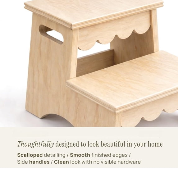 Step Stool, Wooden Step Stool , Scalloped Step Stool for Bathroom ...