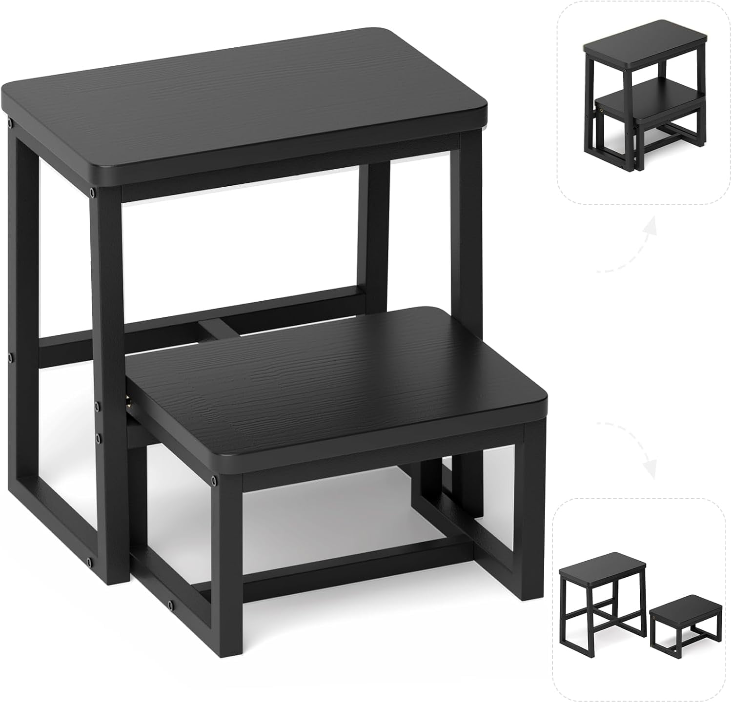 Step Stool for Adults,Holds up to 500Lb,3 in1 Heavy Duty Sturdy Two ...