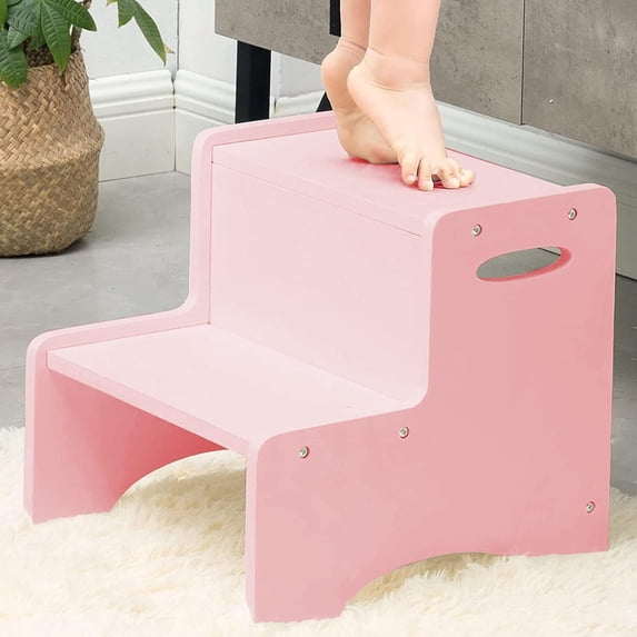 Step Stool for Bathroom & Kitchen - en 2-Step Stool with Handles & Non ...