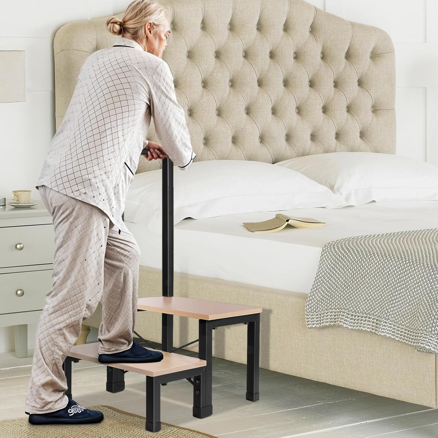 Step Stool with Handle for Seniors – 350 lbs Heavy-Duty Capacity, Non ...