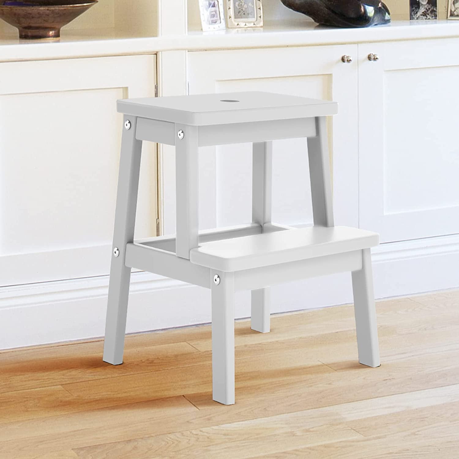 Step Stools for Adults, Wooden Step Stool with 400 lb, Wood Step Stool ...