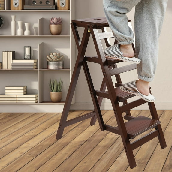 Step Stools/Step Ladder/Counter Chair/Folding Portable Wooden Step ...
