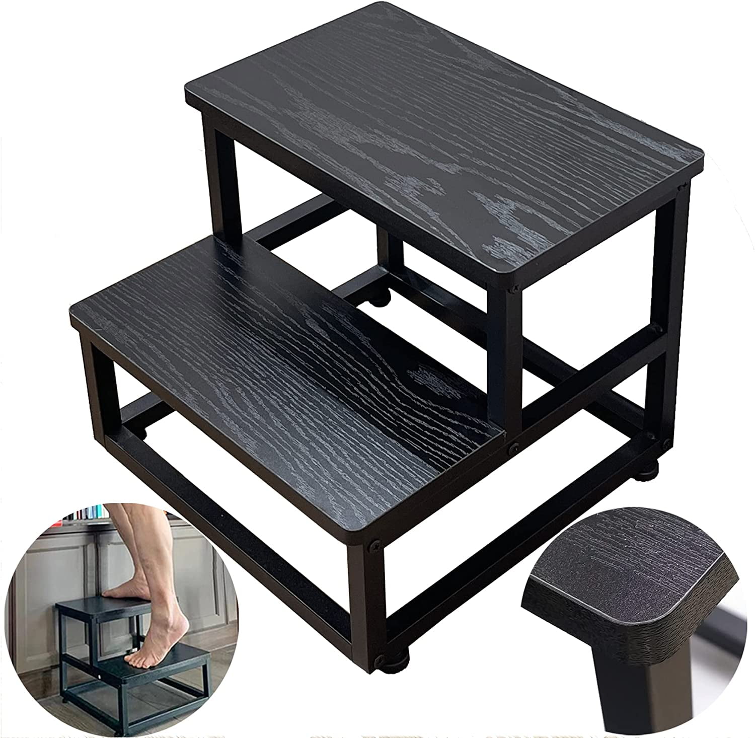 Step Stools for Adults Kids, Heavy Duty Sturdy Metal Frame Hold Up to ...
