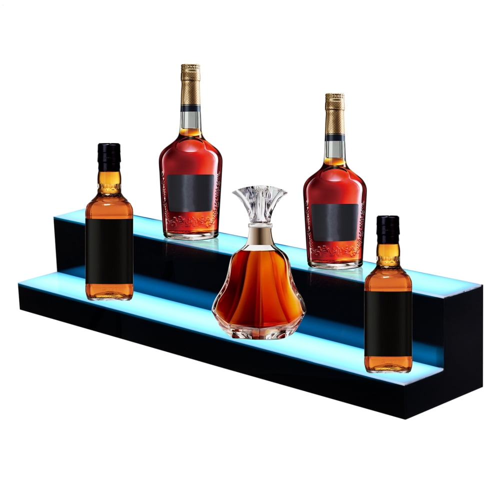 Step-Tier Remote Control LED Liquor Bottle Shelf with Customizable ...