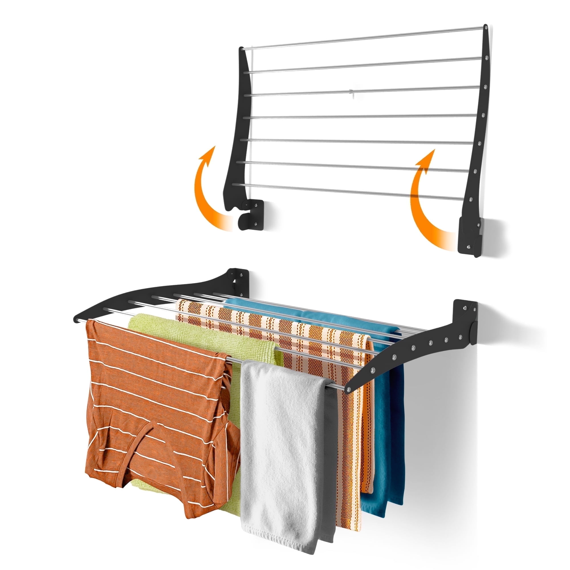 Step Up Products 34 in. Metal Foldable Wall Mount Clothes Drying Rack ...