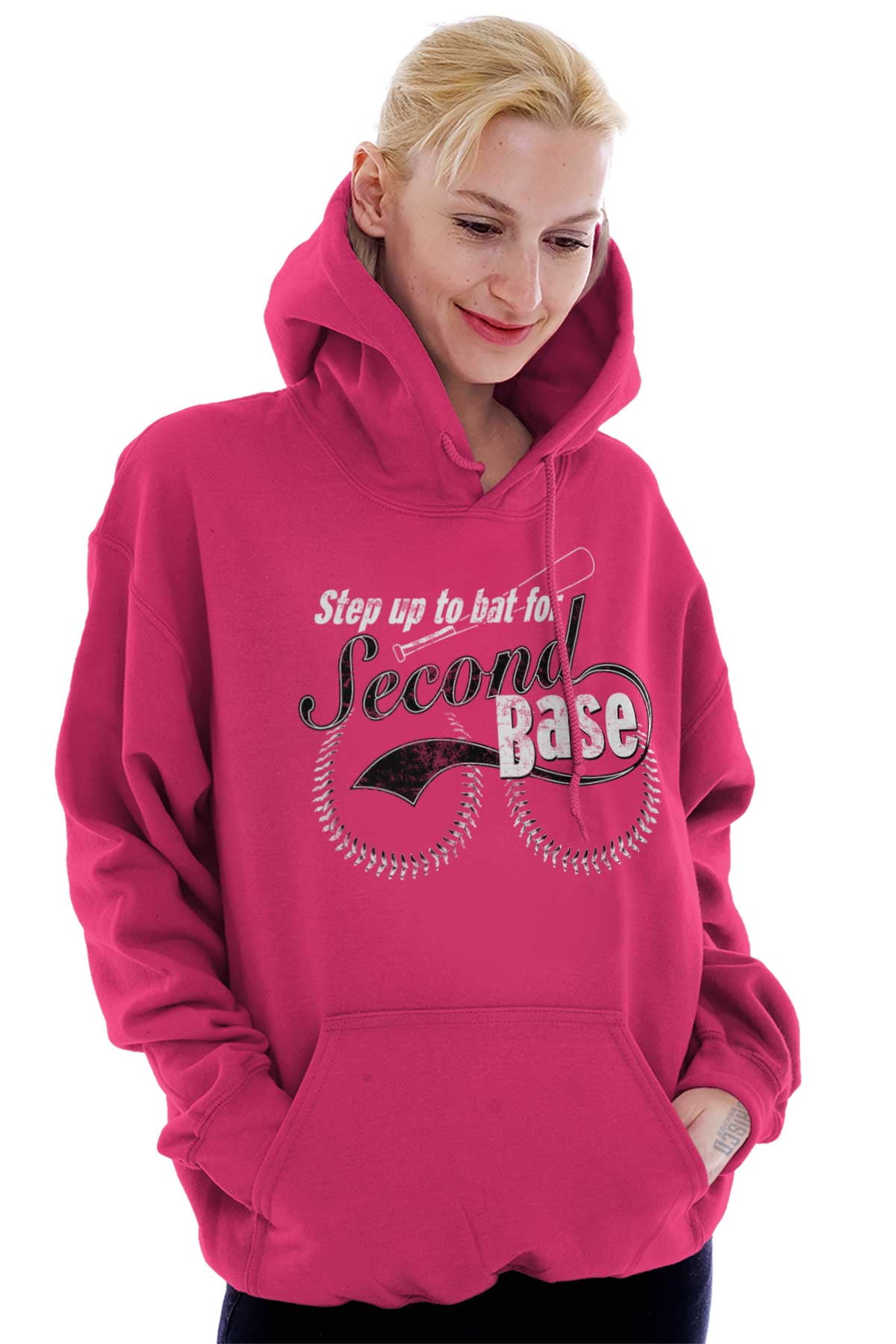Step Up To Bat For Second Base Women Plus Size Hoodie Brisco Brands 5X ...