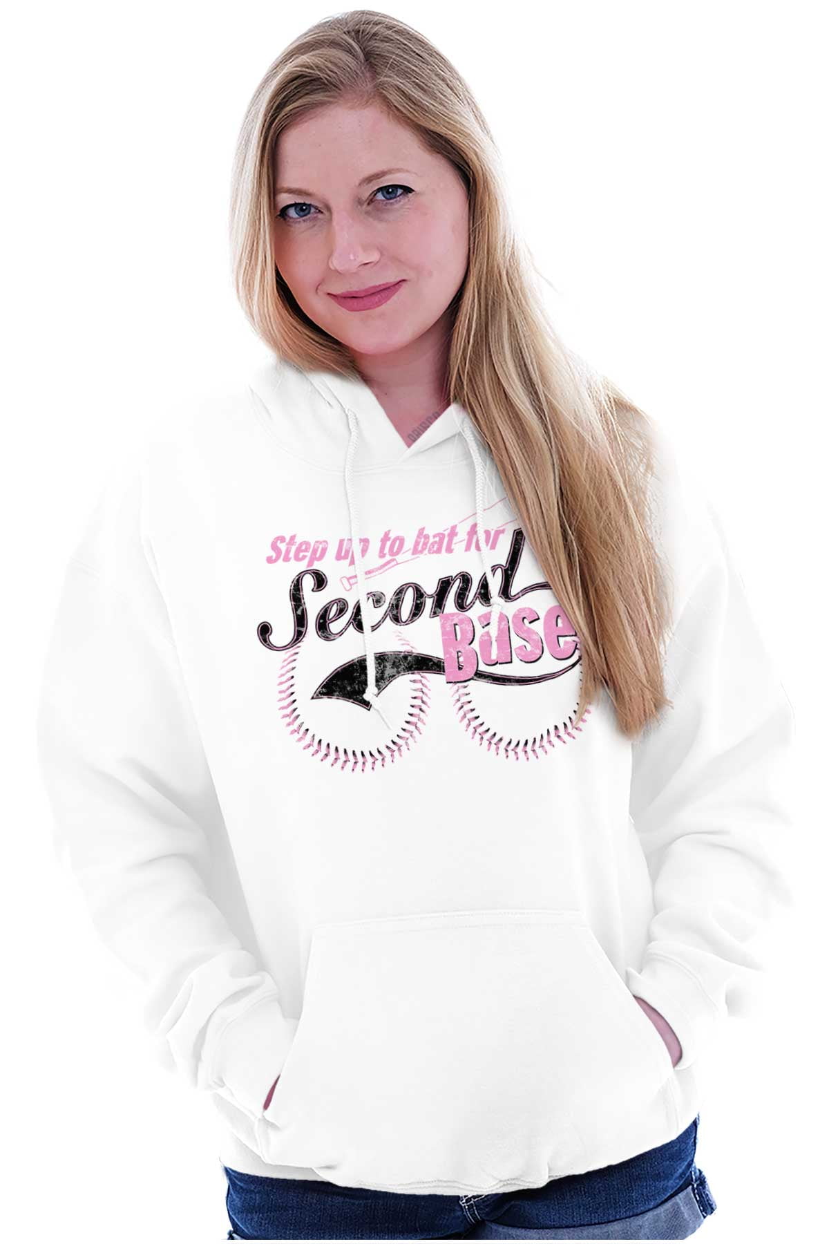 Step Up To Bat For Second Base Hoodie Sweatshirt Women Brisco Brands M ...
