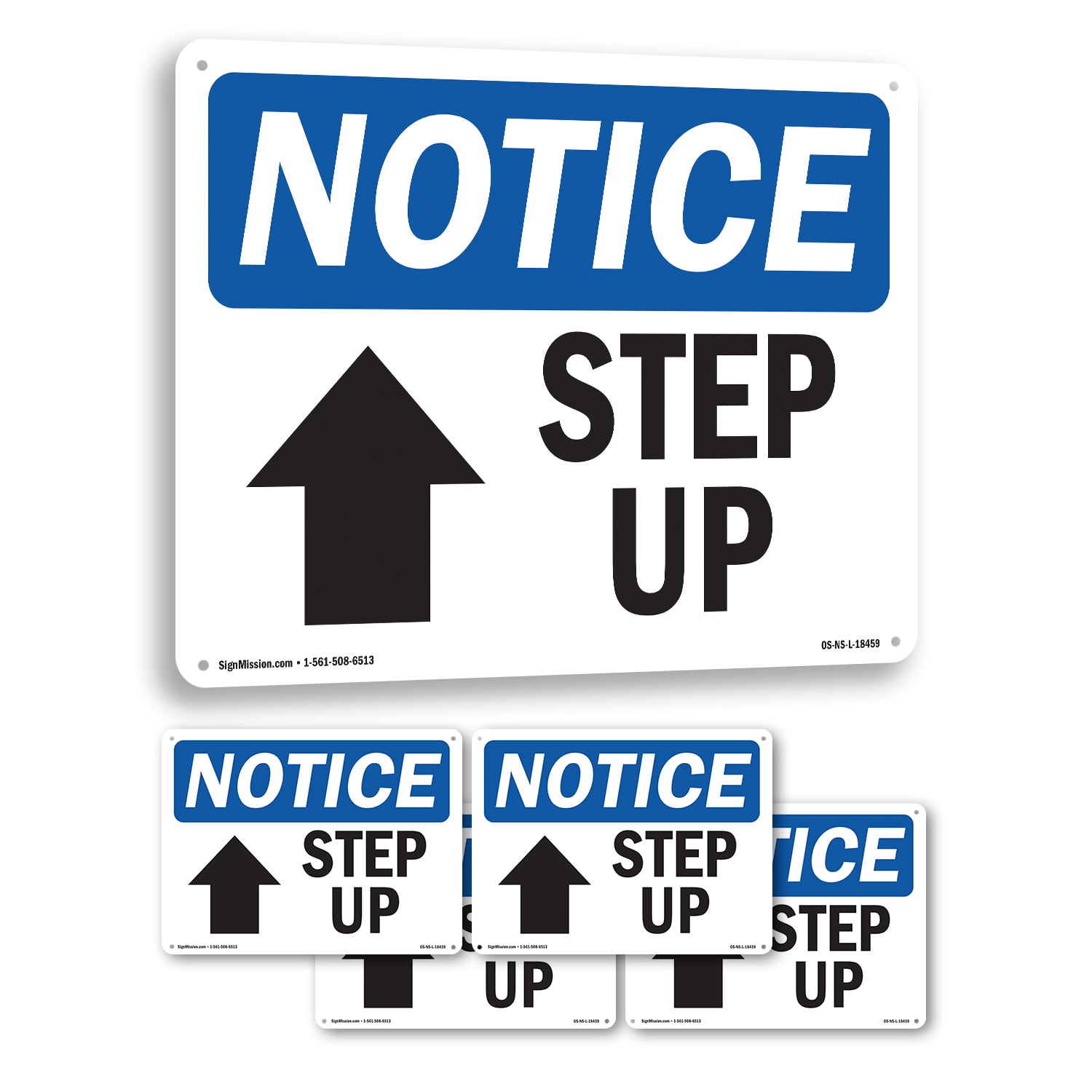 Step Up [Up Arrow] OSHA Notice Aluminum Sign 18 Inch x 12 Inch - 5 Pack ...