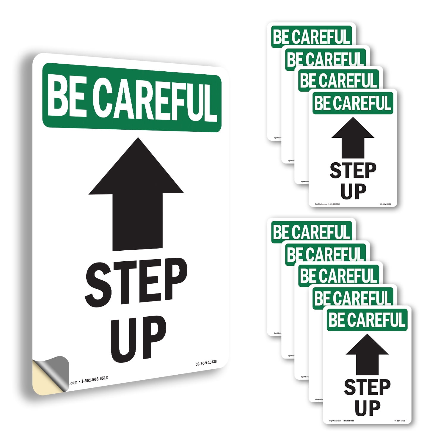Step Up [Up Arrow] With Symbol OSHA Be Careful Vinyl Decal Label 14 ...