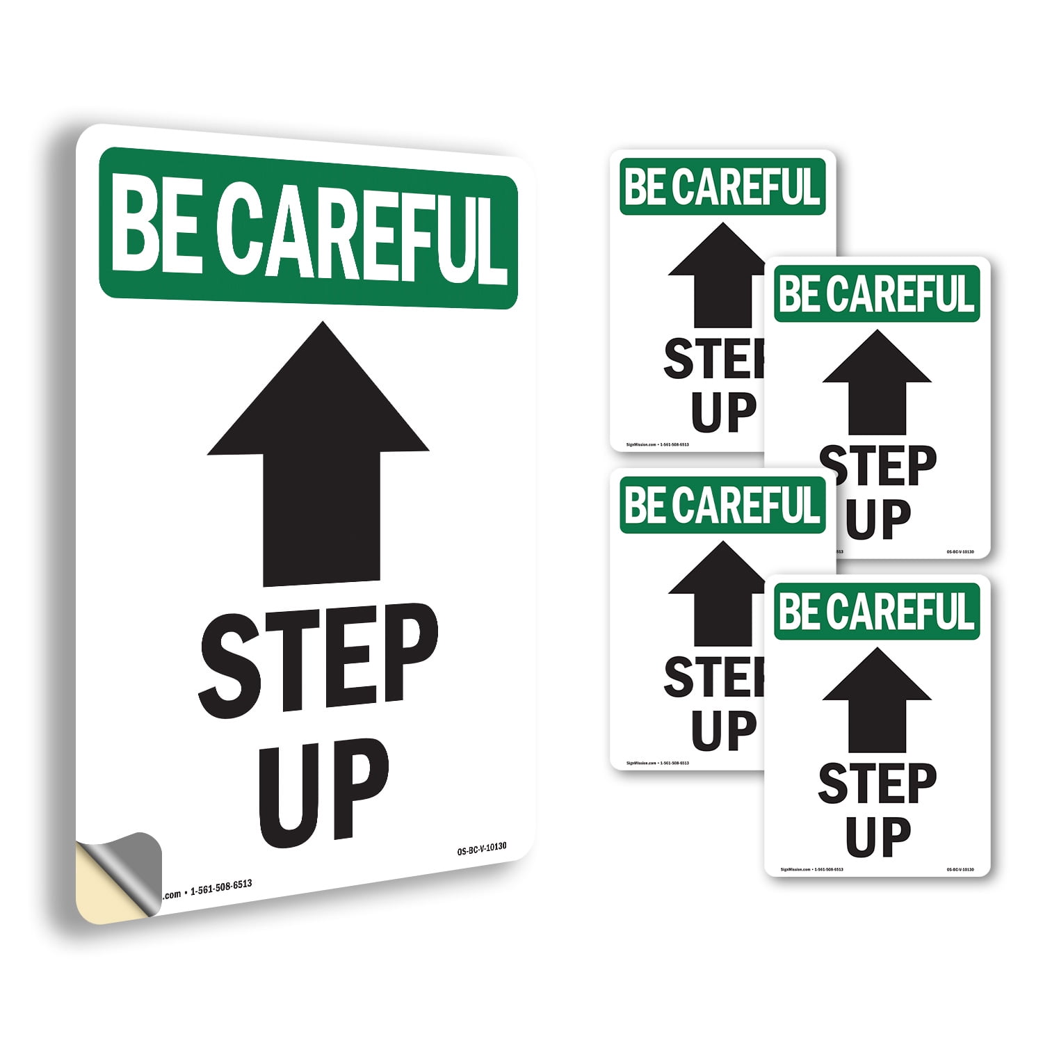 Step Up [Up Arrow] With Symbol OSHA Be Careful Vinyl Decal Label 24 ...