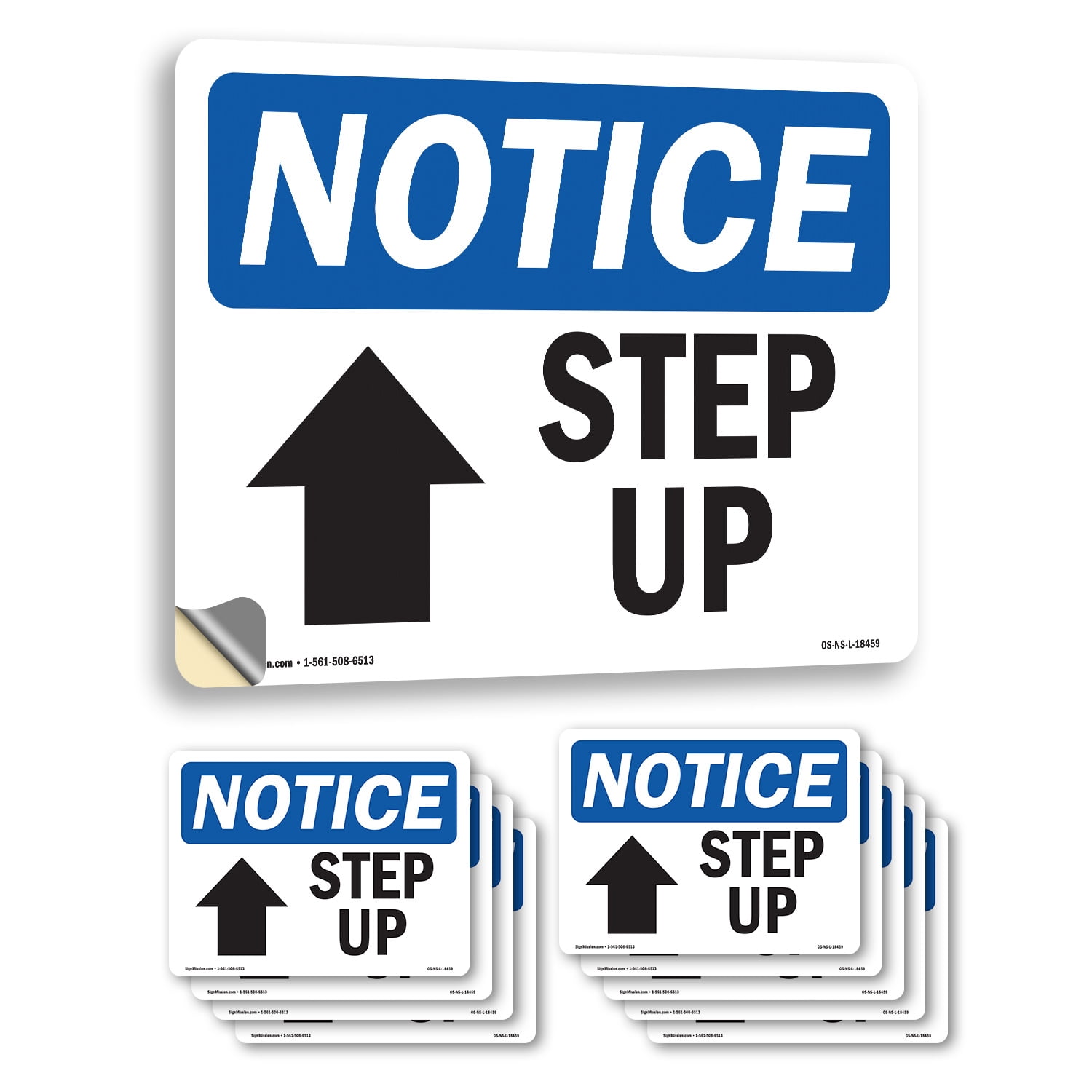 Step Up [Up Arrow] With Symbol OSHA Notice Vinyl Decal Label 10 Inch x ...