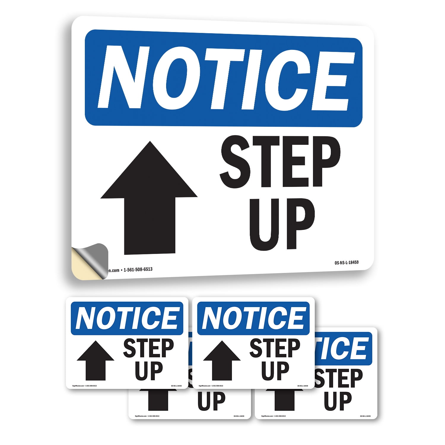 Step Up [Up Arrow] With Symbol OSHA Notice Vinyl Decal Label 24 Inch x ...