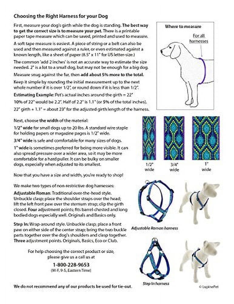Step in Dog Harness by Lupine 3/4" Wide El Paso Design with 20-30 ...