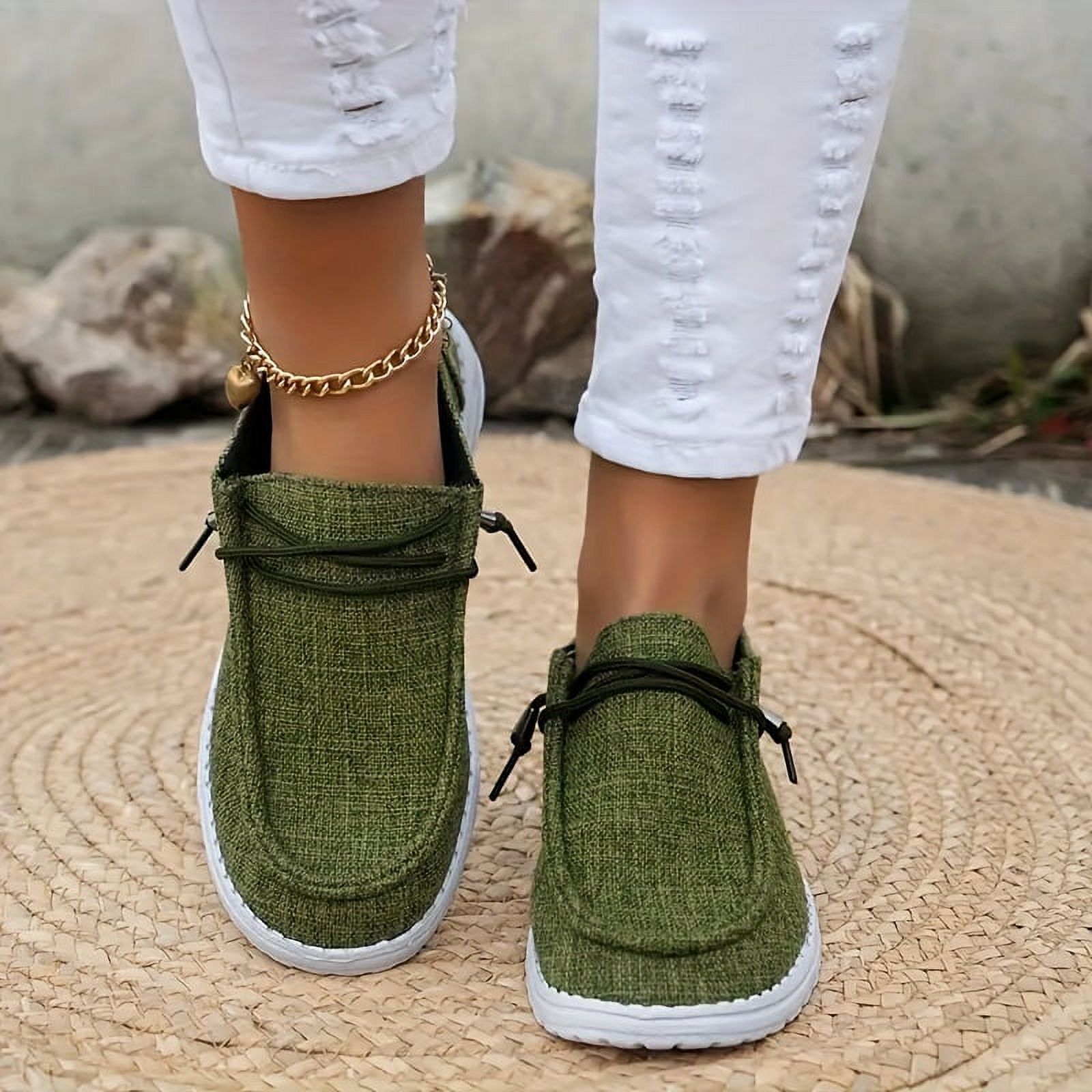 Step into Comfort and Style with Women’s Lace-Up Flat Canvas Sneakers ...