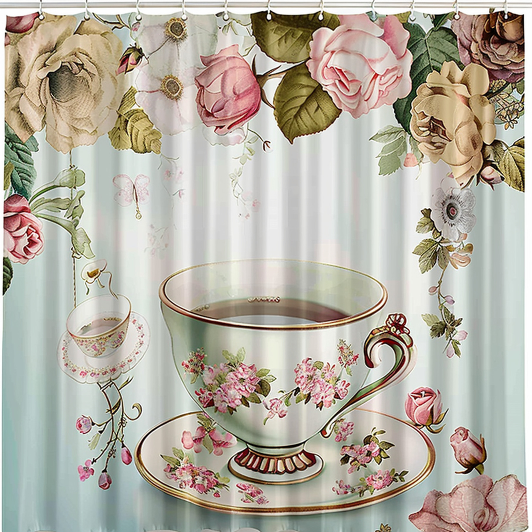 Step up your bathroom game with our vintage tea cup and floral design ...