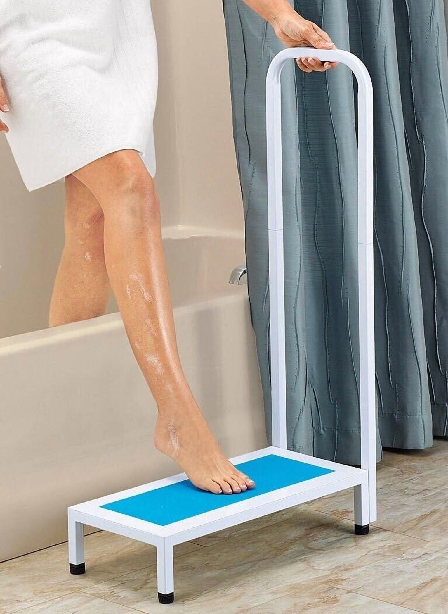 Step with Handrail Nonslip Bath Shower Kitchen Supports Up To 500lbs ...