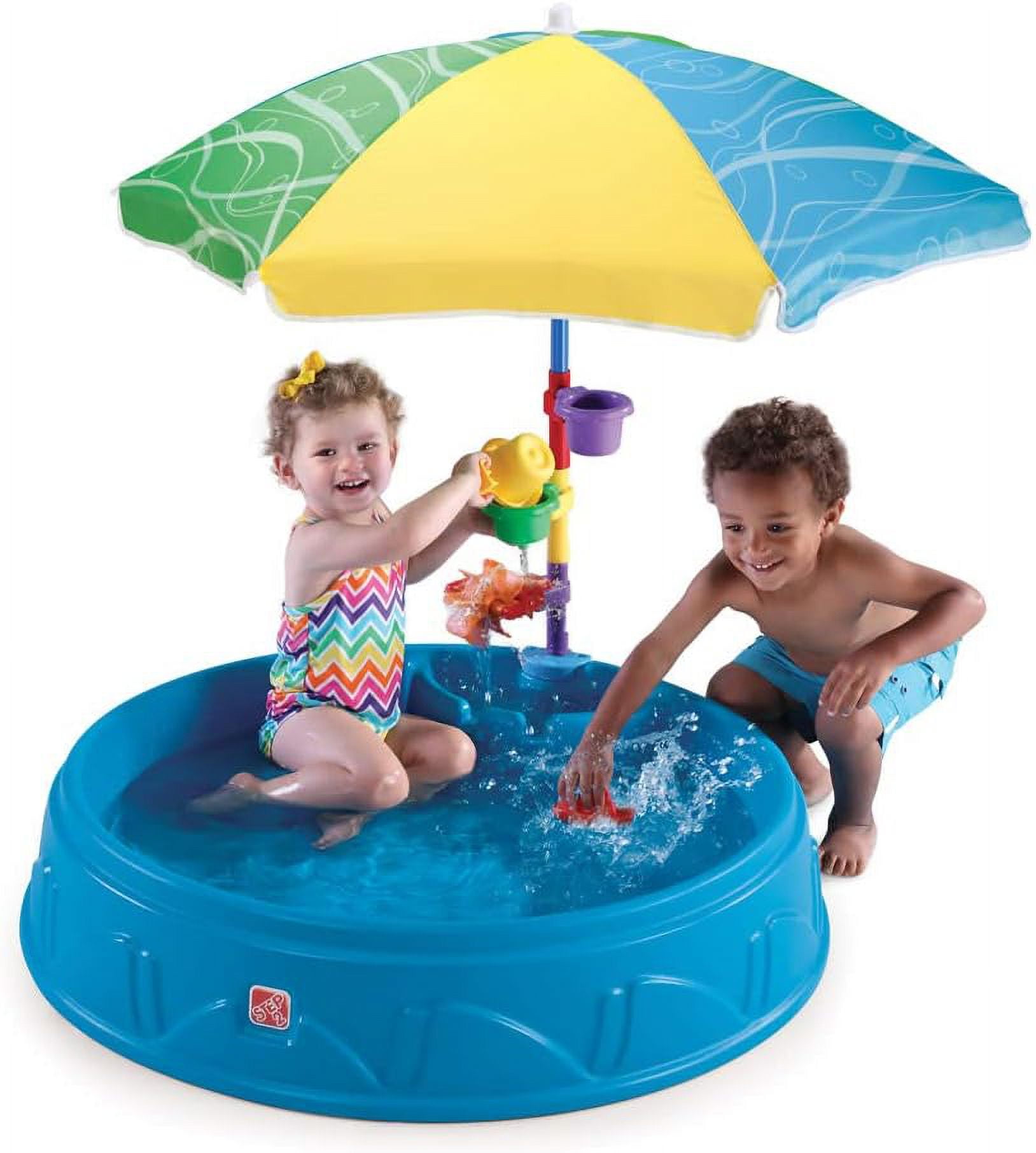 Step2 Play & Shade Pool, Kids Activity Pool with Umbrella, Summer ...