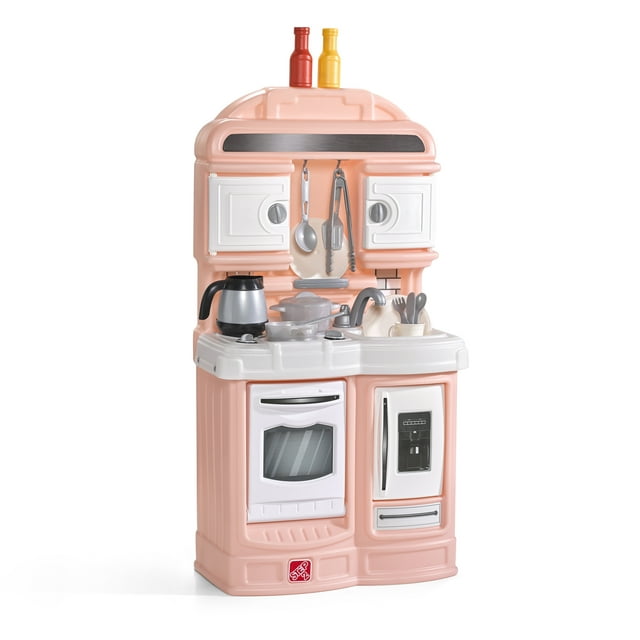 Step2 Quaint Kitchen Rose Pink Plastic Play Kitchen for Toddlers 2-4 ...