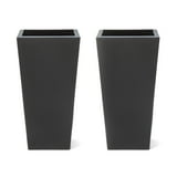 Step2 Tremont 2pk Plastic Black Square Planter 15" W x 15" D x 28" H ...